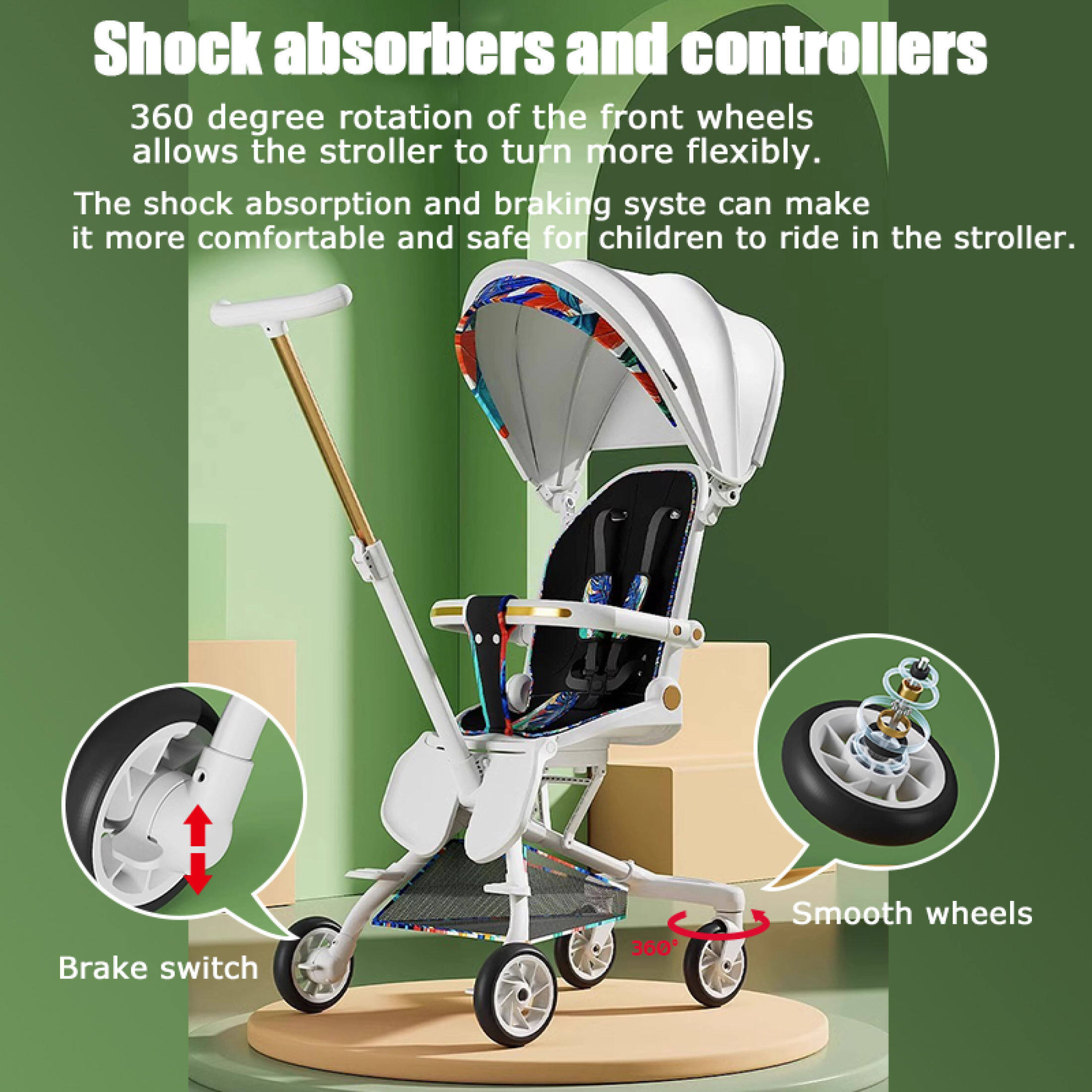 Beige 2 Way Ultra lightweight Foldable Stroller Baby Magic stroller 4 ...