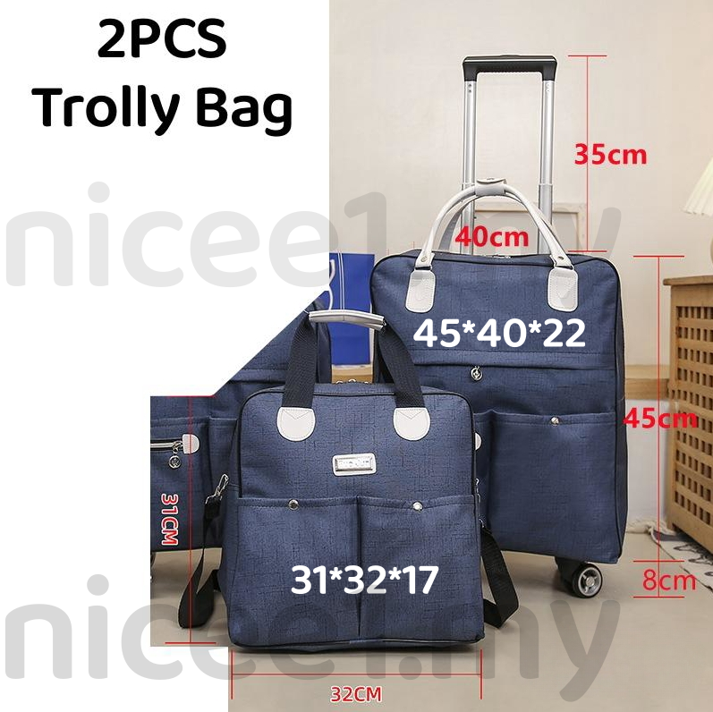 [2PCS] Travel Bag Wheels Trolley Backpack Large Capacity Boarding ...