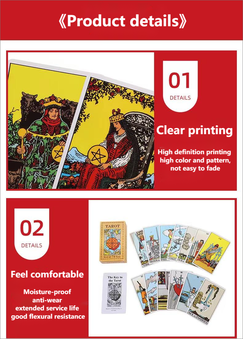 English Waite Tarot Cards 78 Cards Comfortable Touch Paper Thick Clear ...