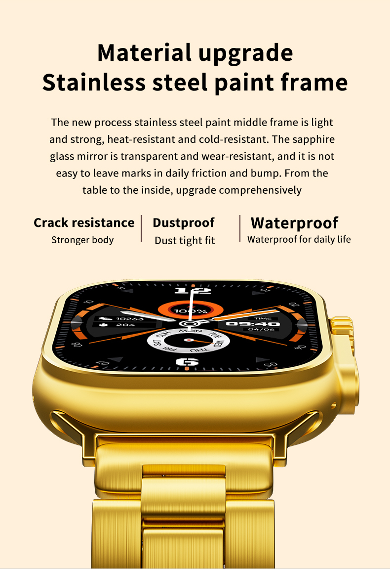 WATCH9 Ultra MAX Gold Smart Watch iOS Android Male Waterproof GPS ...