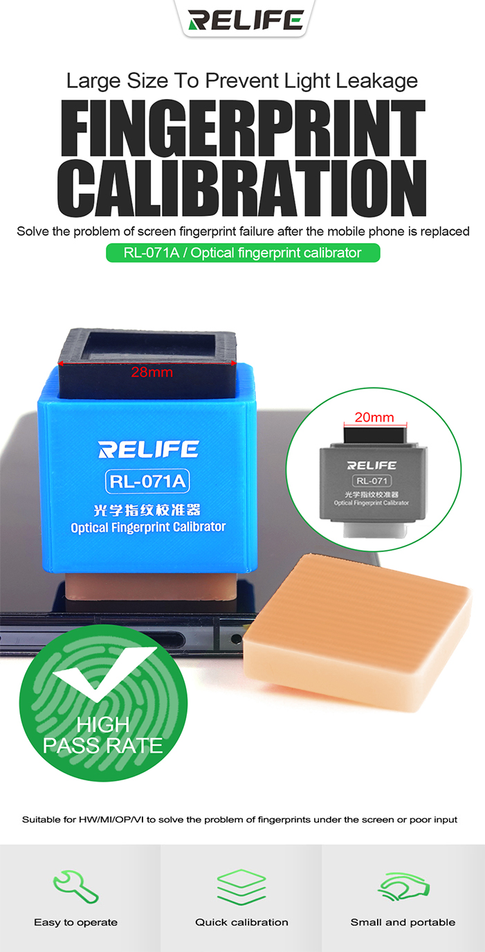 Relife RL-071A Optical Fingerprint Calibrator for HW/MI/OP/VI Correction Tools Solve the problem ...