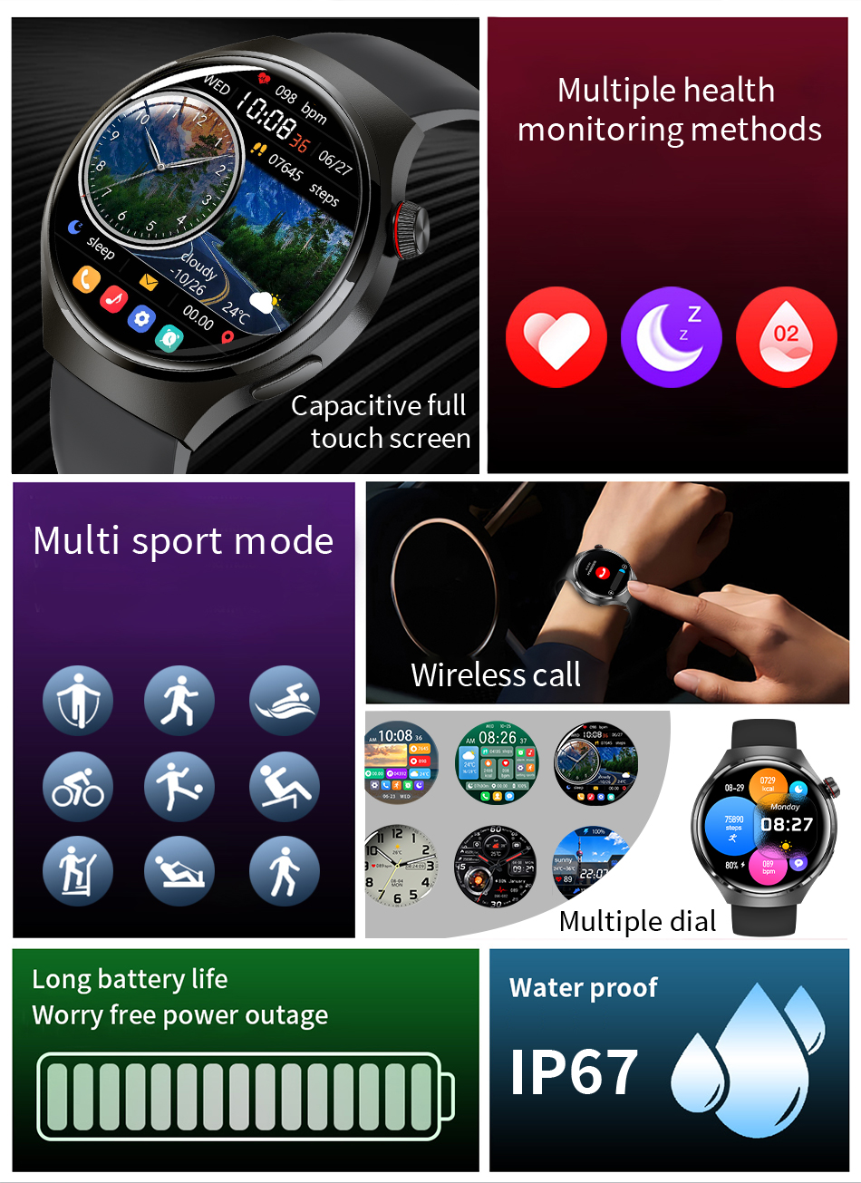 LIGE Smart Watch Bluetooth Men IP68 Waterproof Sports Tracker Heart ...