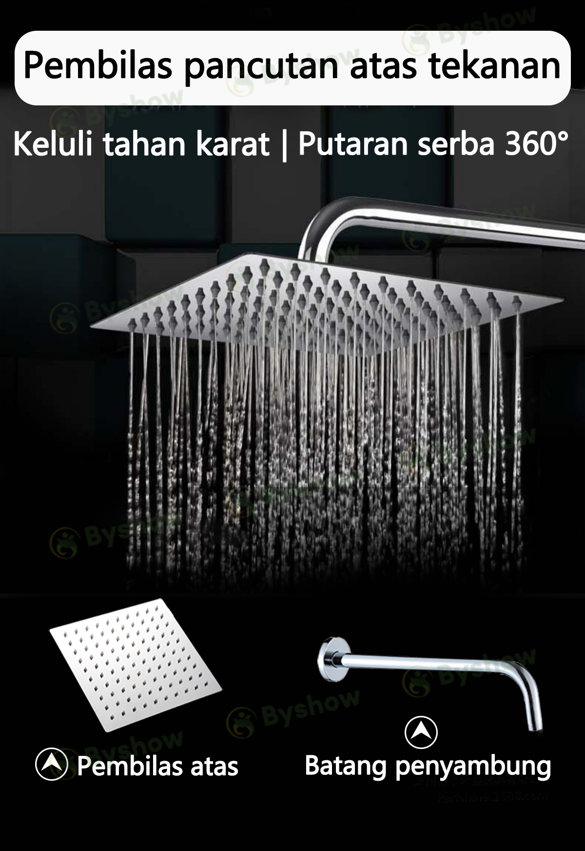 【Byshow】🔥Malaysia In Stock🔥Stainless Steel Rainfall Shower Head water ...
