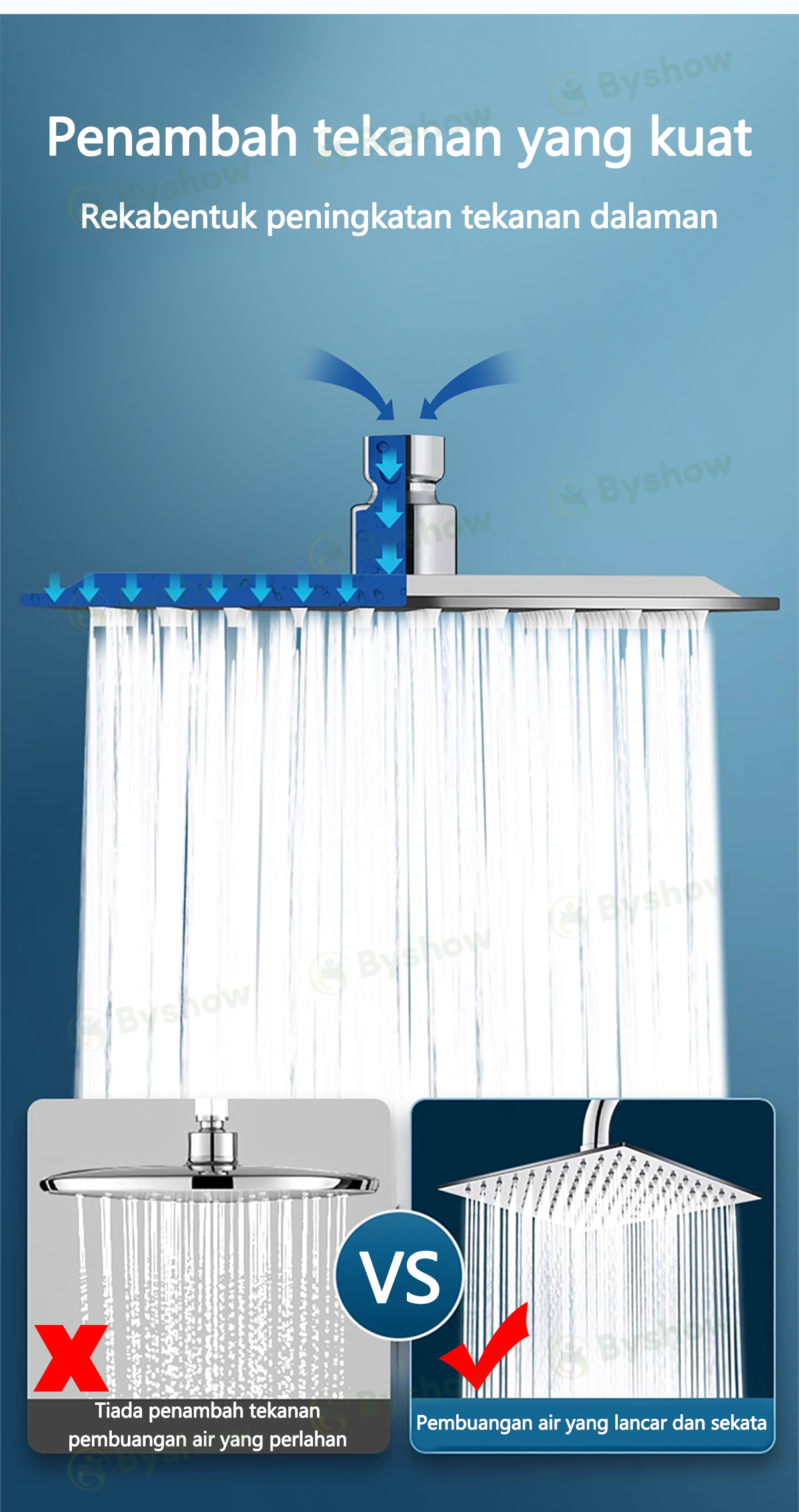 【Byshow】🔥Malaysia In Stock🔥Stainless Steel Rainfall Shower Head water ...