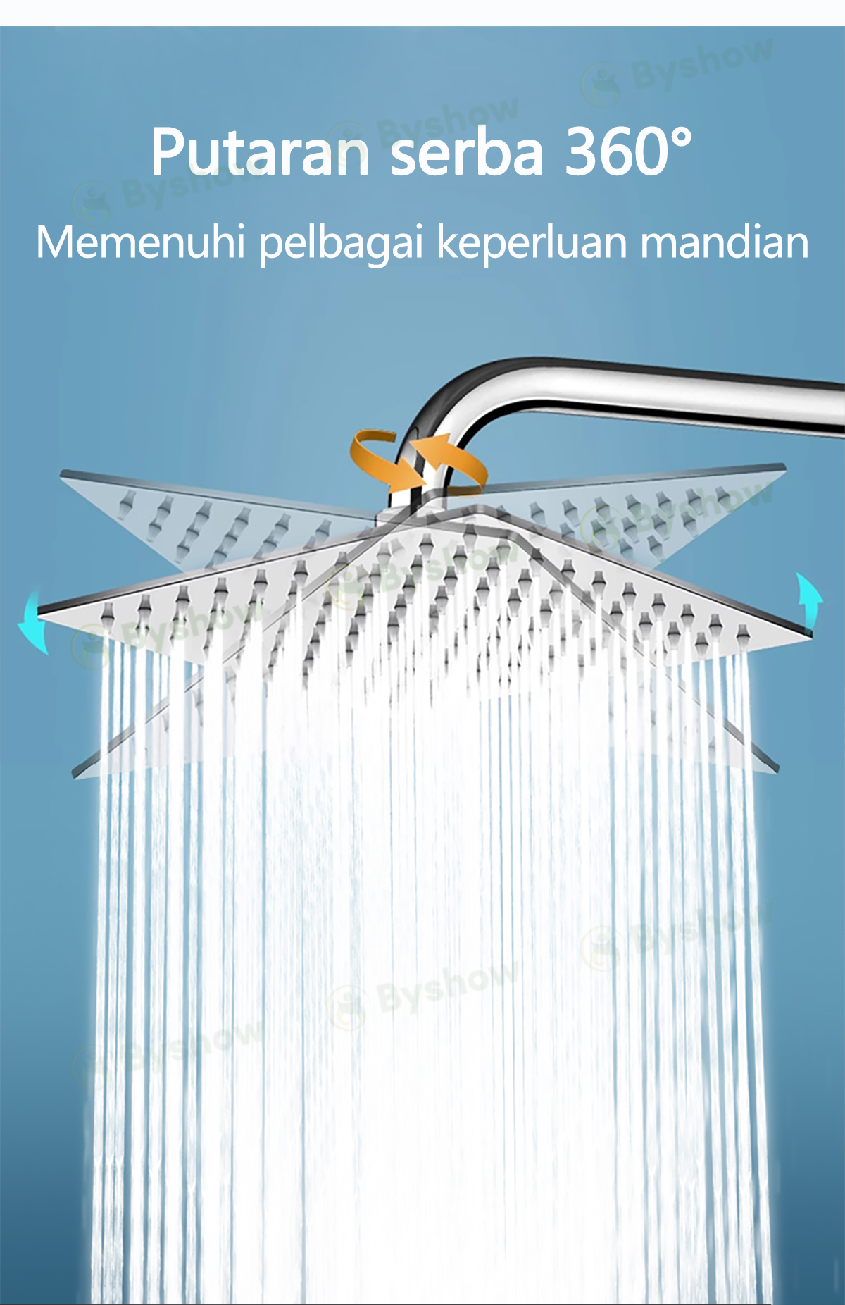 【Byshow】🔥Malaysia In Stock🔥Stainless Steel Rainfall Shower Head water ...
