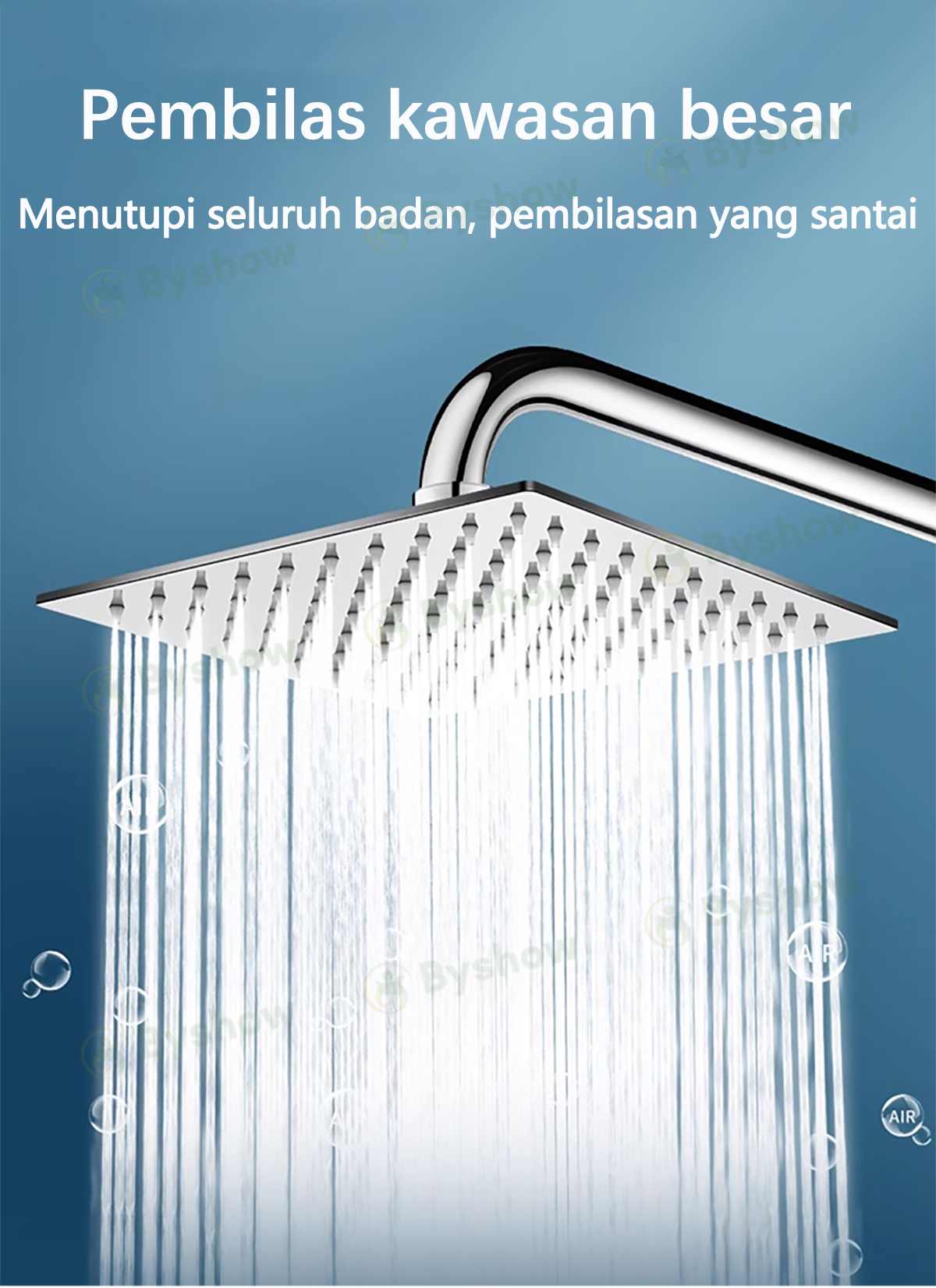 【Byshow】🔥Malaysia In Stock🔥Stainless Steel Rainfall Shower Head water ...