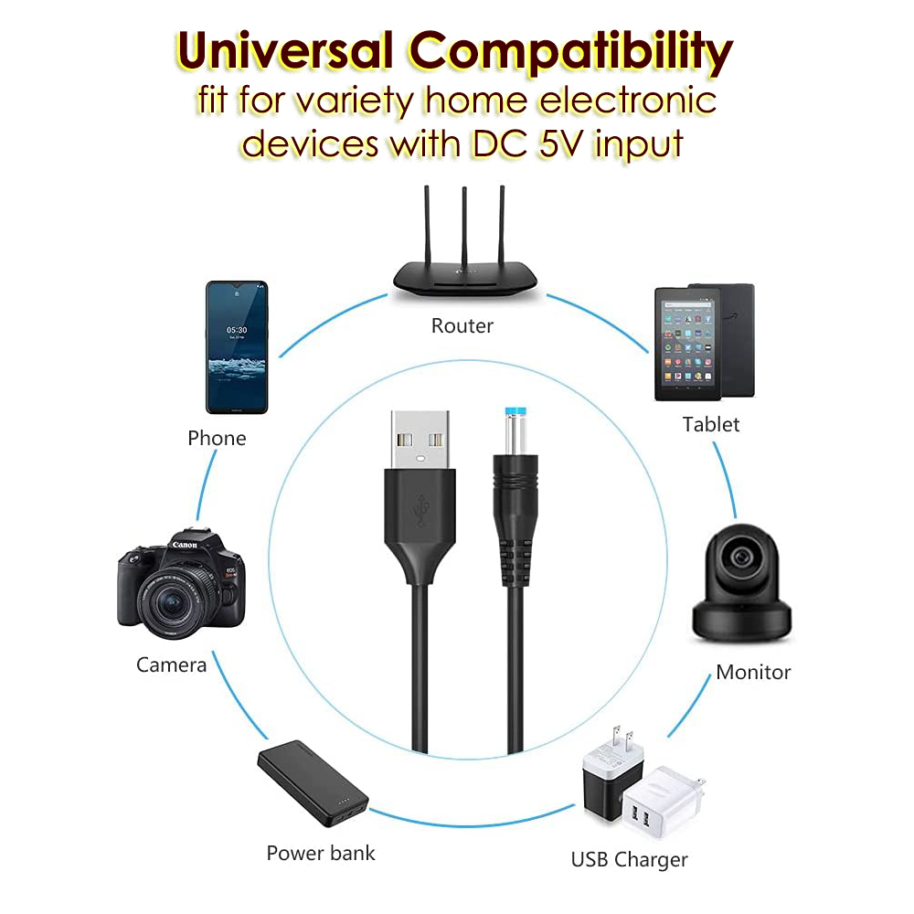 USB to DC 5V Universal Power Cable, DC Plug 5.5 * 2.1mm Jack Charging ...