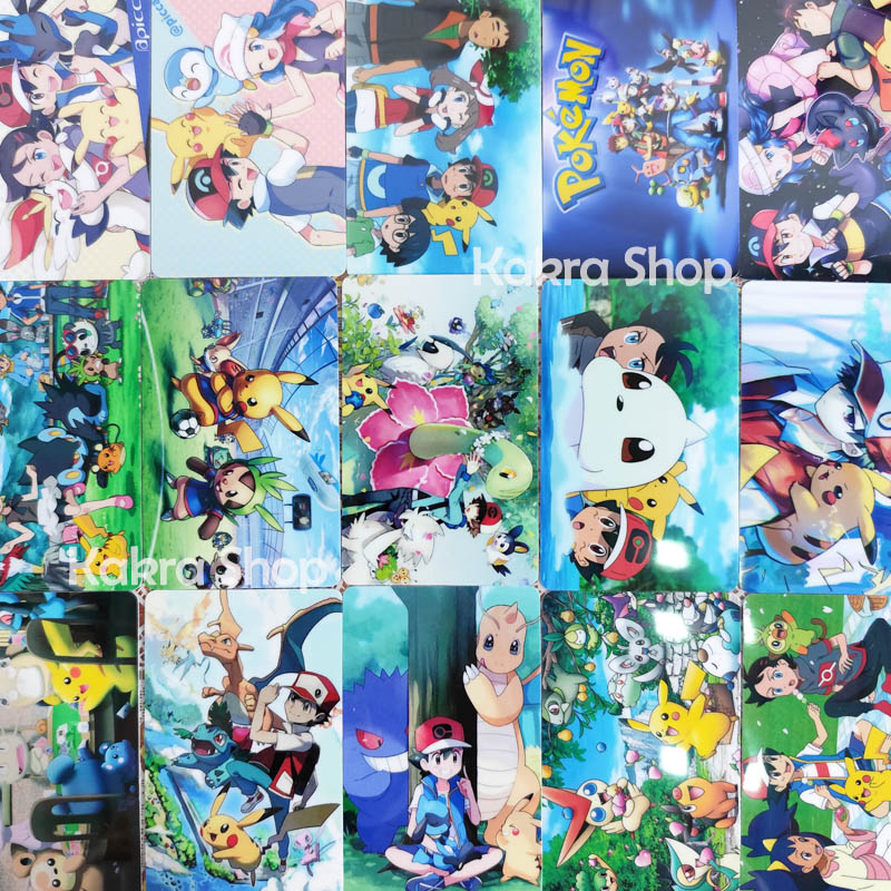 20pcs Pokemon Card Sticker Pikachu Charizard Bulbasaur Squirtle Bus ...