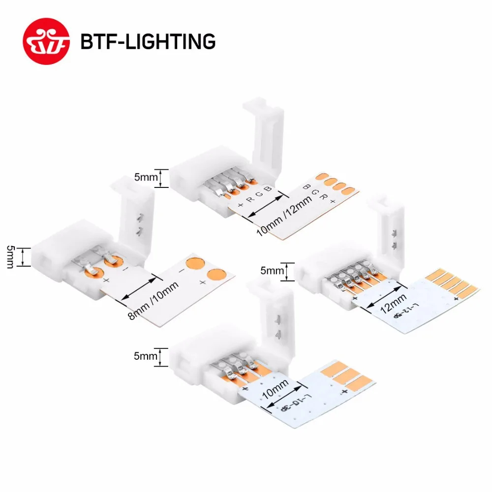 BTF-LIGHTING SMD COB LED Connector 5050 RGB T-type L-type X-type ...