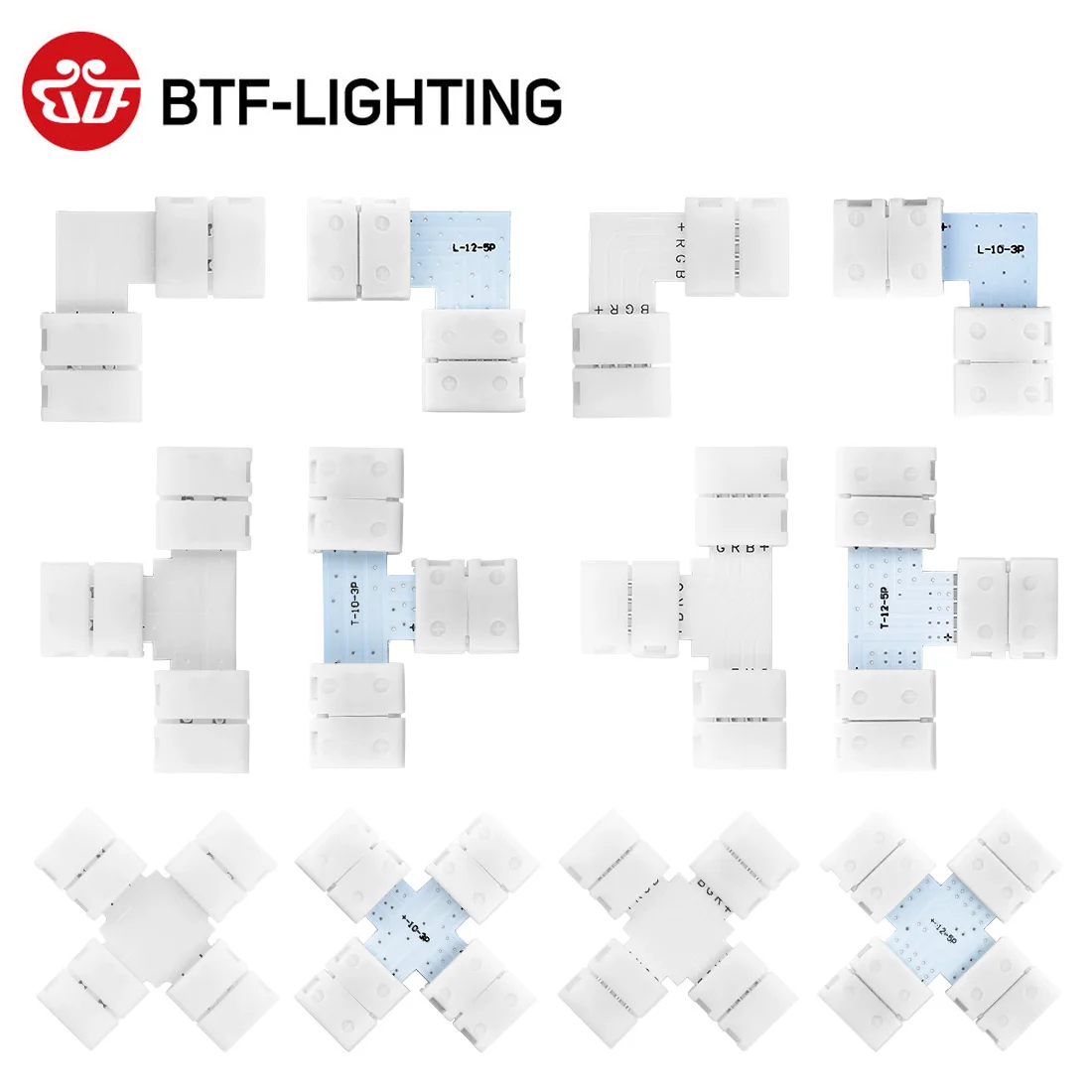 BTF-LIGHTING SMD COB LED Connector 5050 RGB T-type L-type X-type ...