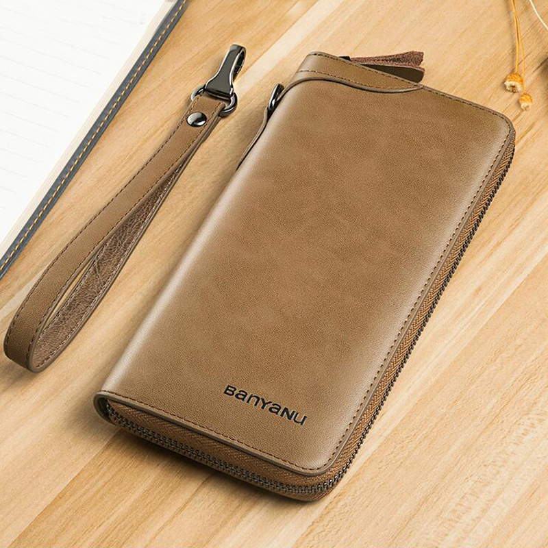 Business Men Long Wallet Anti RFID Card Holder Travel 6.7inch Phone ...