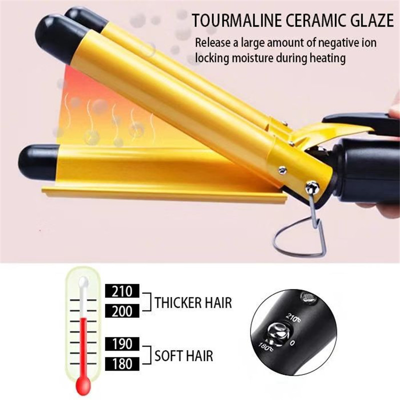 22-25mm Triple Barrel Hair Waver - Wave Curling Iron for Beach Waves ...