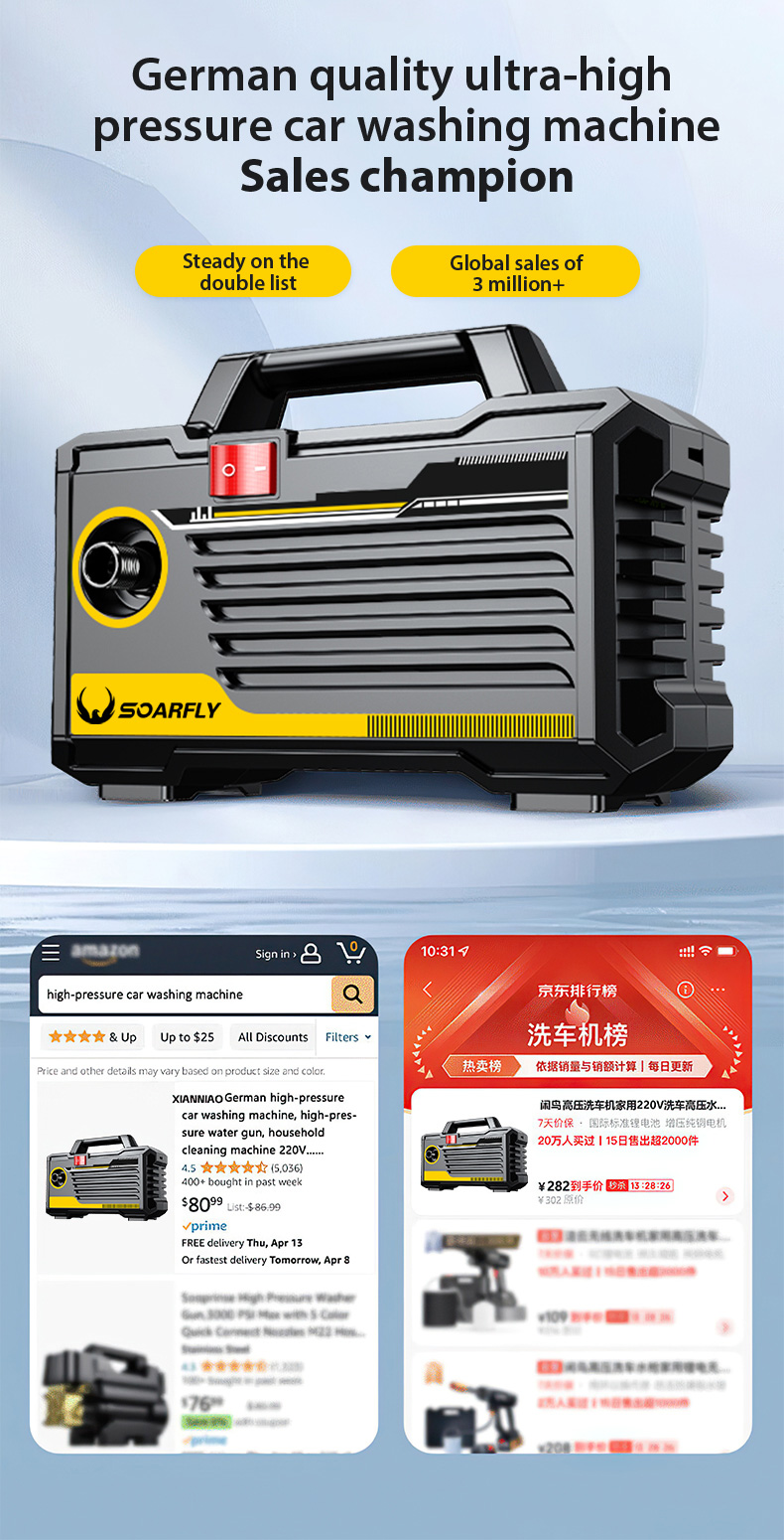SOARFLY 4800W Water Jet High Pressure Cleaner Jek Washer Jack Sprayer ...