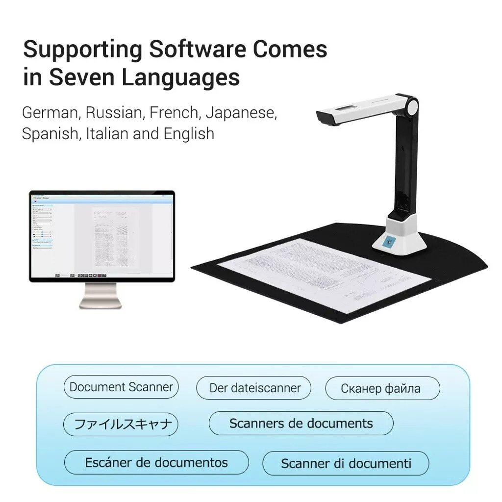 Evnvn Portable 8 Mega-pixel High Definition Document Camera Scanner ...