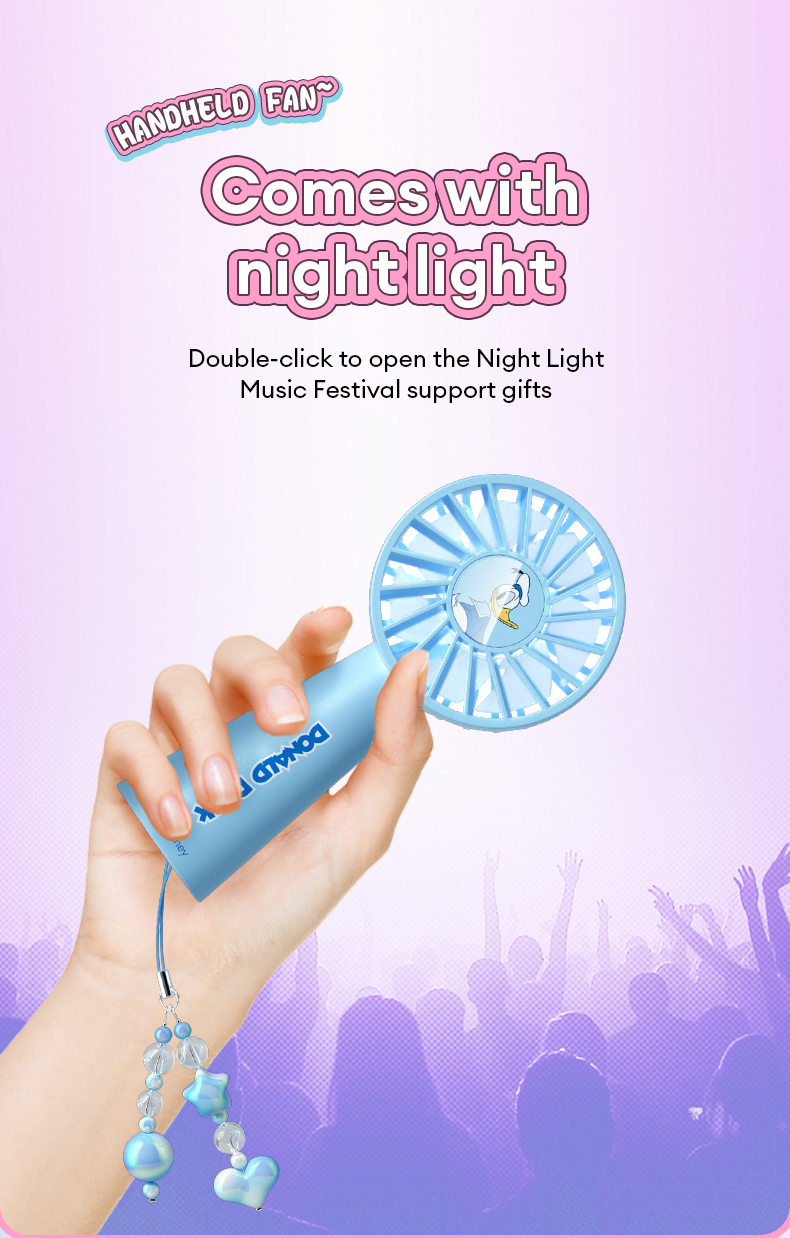 Disney DY-892 Portable Hand Fan Held Hanging Neck Quiet Large Wind Long ...