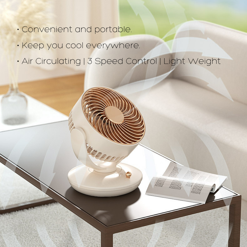 Air Circulation Fan Portable Wireless Auto Rotate Fan USB Rechargeable ...