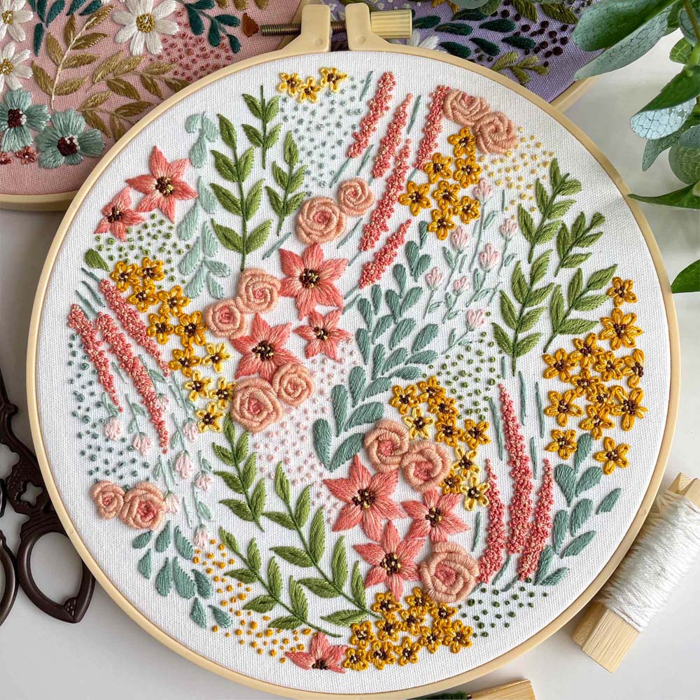 [HEPU] Embroidery kit, Adult Embroidery Material Set with Cute Flowers ...