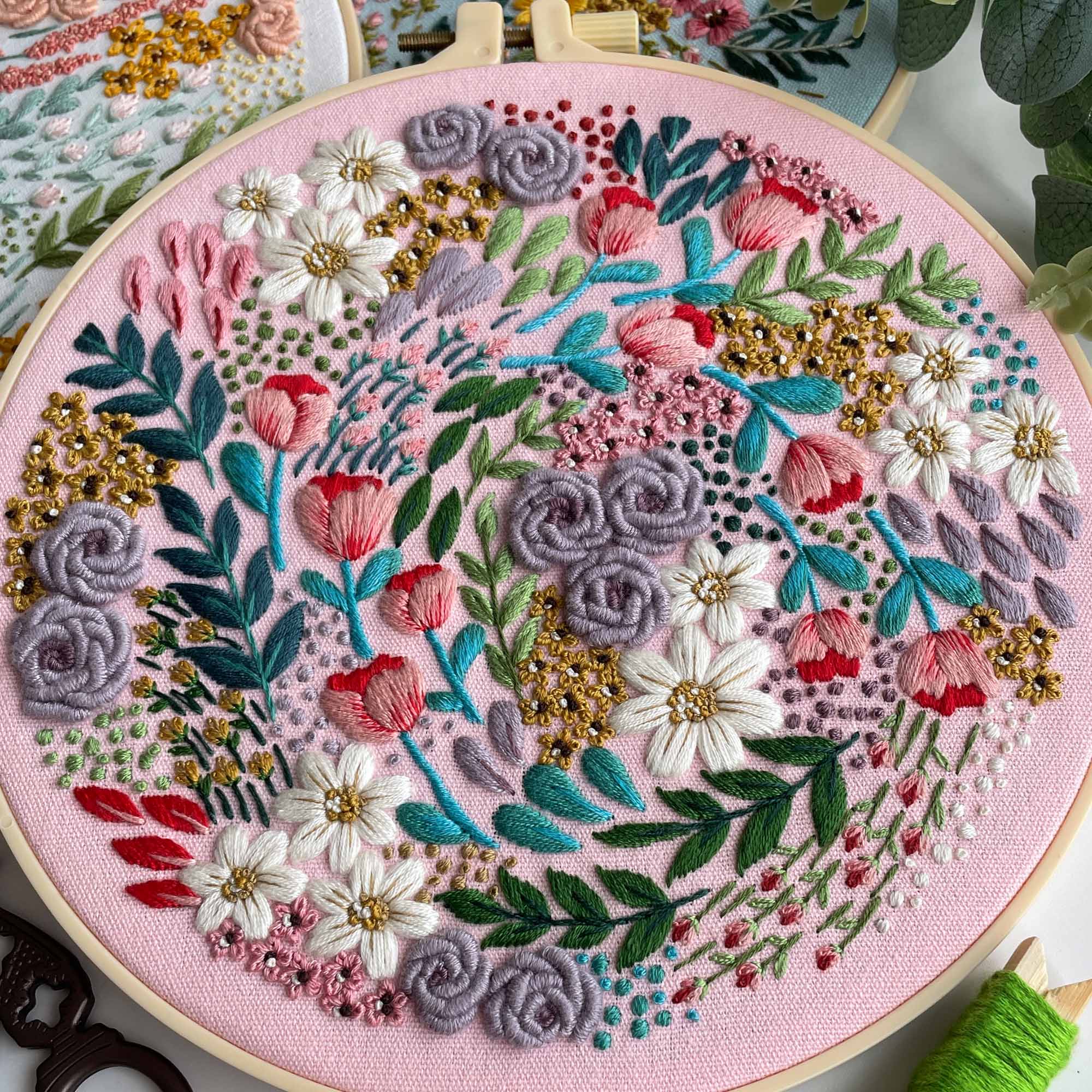 [HEPU] Embroidery kit, Adult Embroidery Material Set with Cute Flowers ...