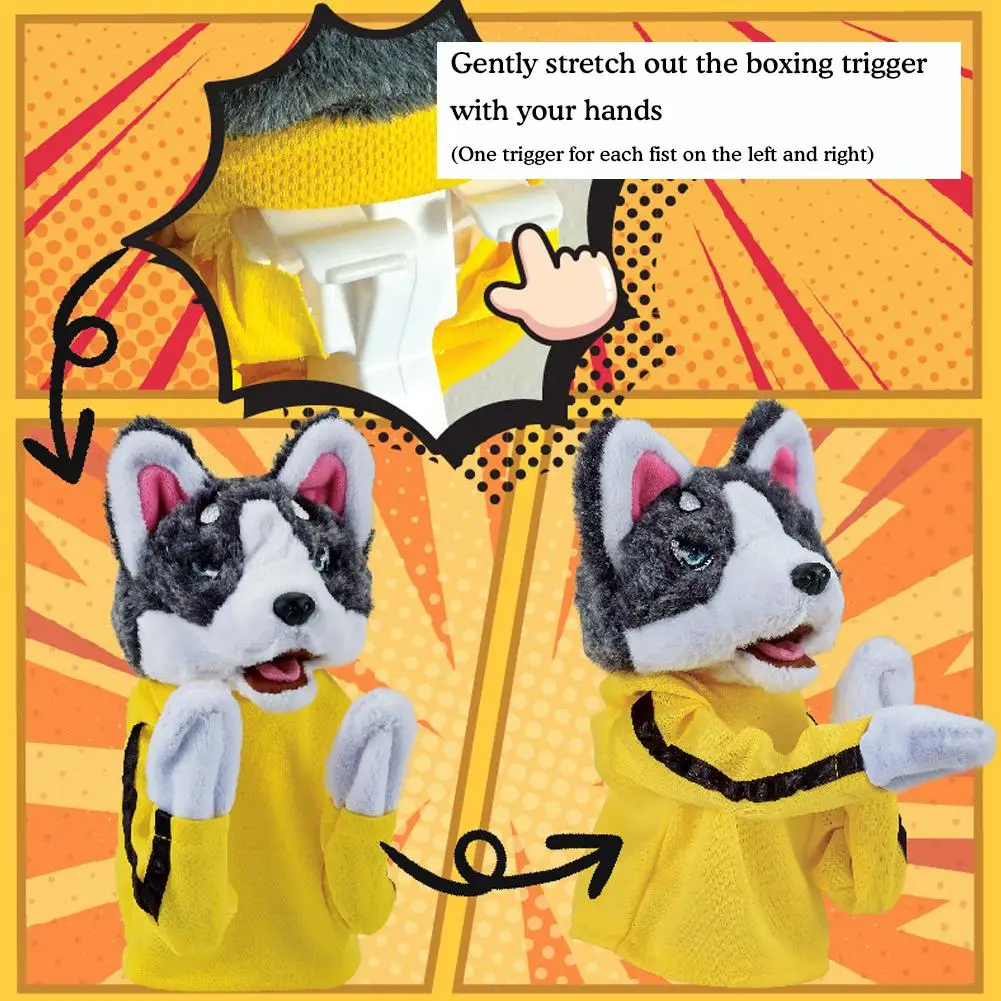 2 PCS Stuffed Animal Boxing Dog Interactive Hand Puppet Toy Glove ...