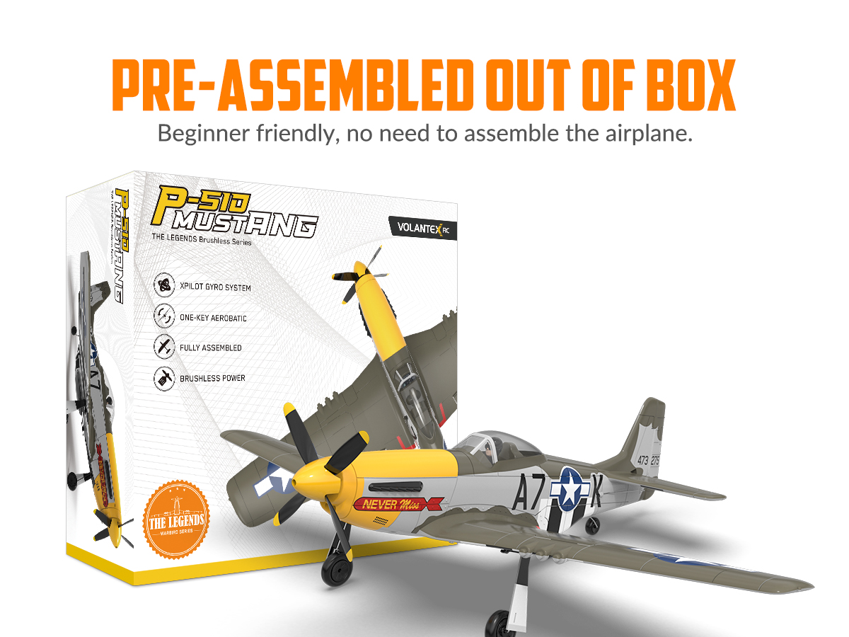 VOLANTEXRC RC Plane 2.4Ghz Mustang P51D 500mm Wingspan Fixed Wing EPO ...
