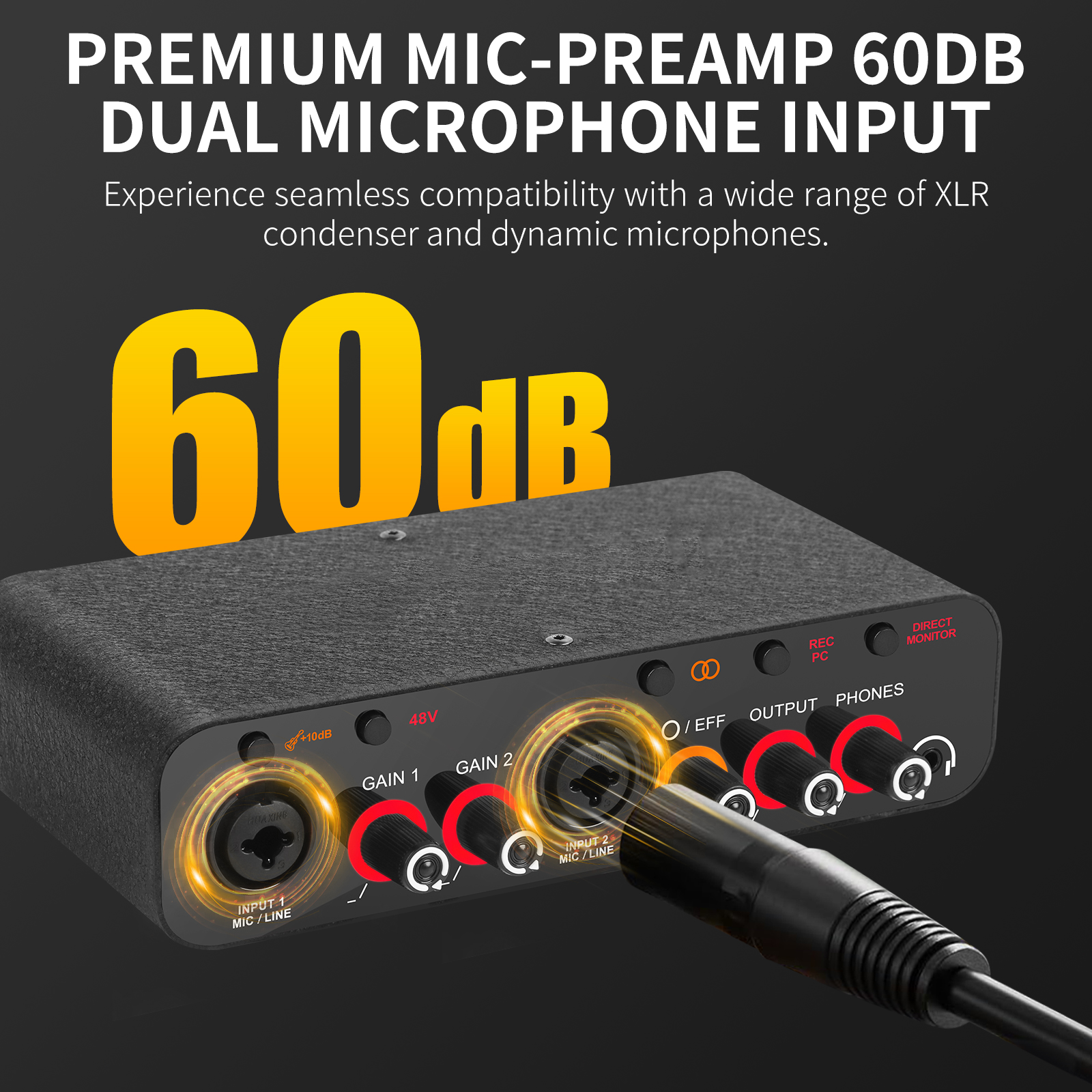 Q-26 Professional Audio Interface Stereo/Mono USB Recording Sound Card with 32 bit/384 kHz High ...