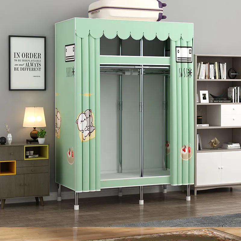 Lego simple wardrobe Furnishing bedroom steel frame thick cloth closet ...