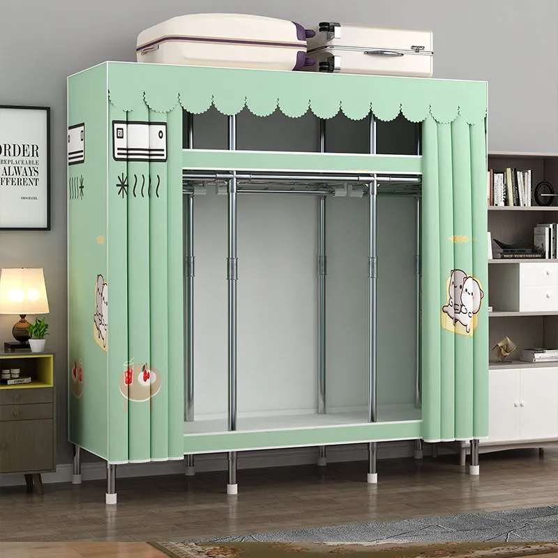 Lego simple wardrobe Furnishing bedroom steel frame thick cloth closet ...