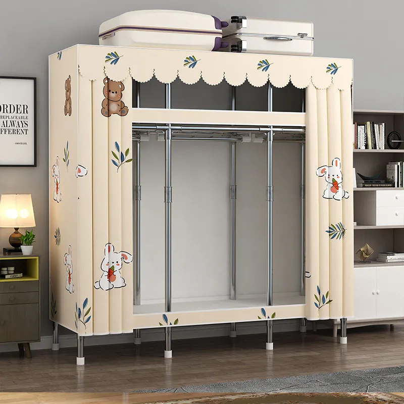 Lego simple wardrobe Furnishing bedroom steel frame thick cloth closet ...