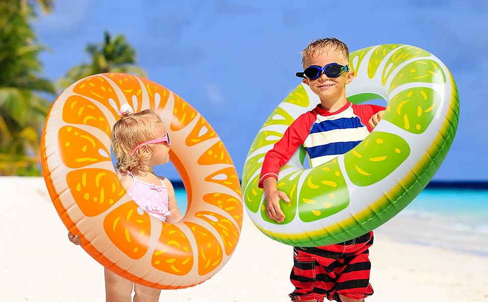 Inflatable Fruit Pool Floats, Watermelon Kiwi Orange Lemon Swimming ...