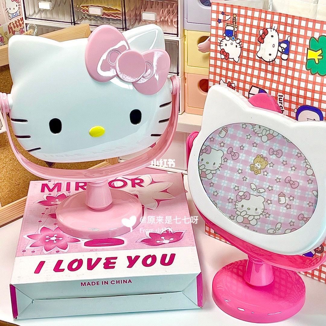 Ohaya 丨 ins hello kitty Makeup Mirror Melody Desktop Desktop Mirror Reversible Dressing Mirror ...