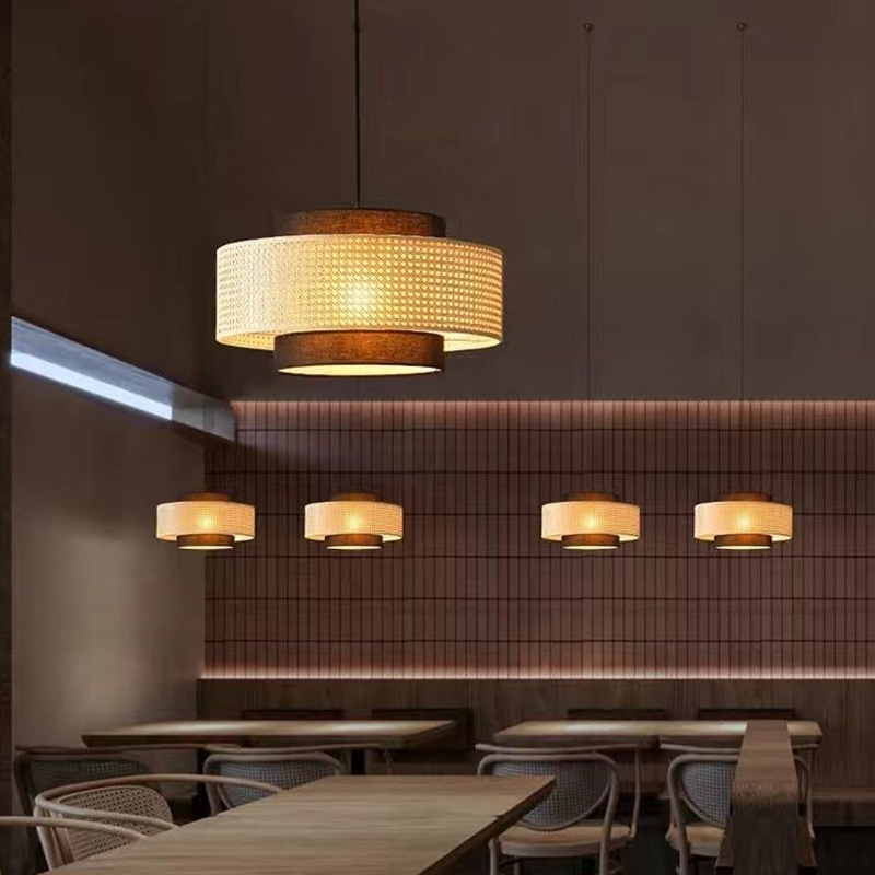 LAMPU GANTUNG SILING RUSTIC RATTAN PENDANT LIGHT DINING CHANDELIER ...
