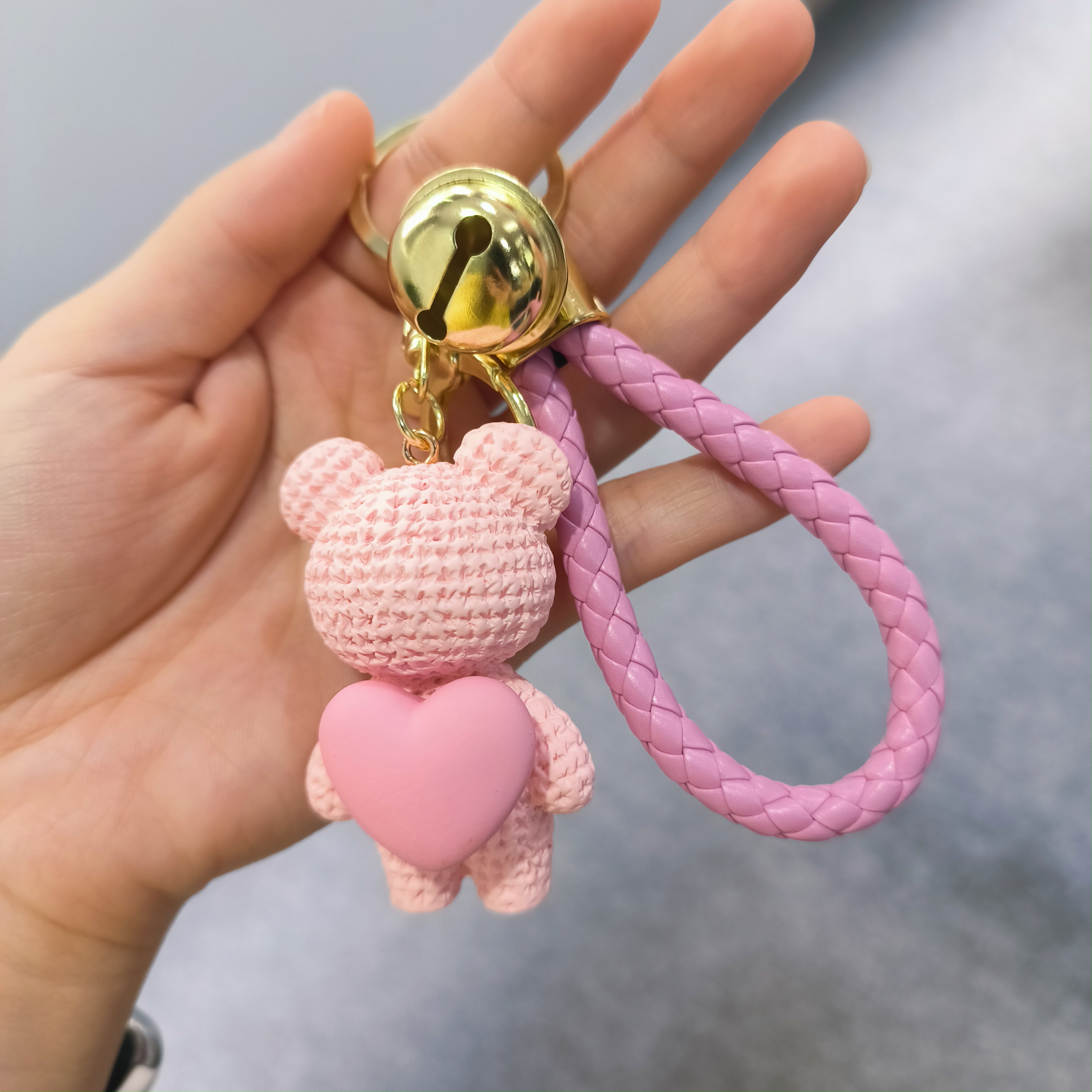 2pcs/set Lovely Runner Pink and Blue Love Couple Bear Keychain Cute ...