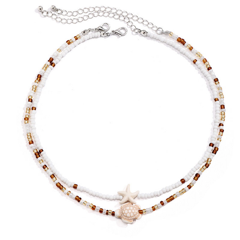 2 PCS Handmade Starfish Turtle Shell Necklace Beaded Necklaces For ...