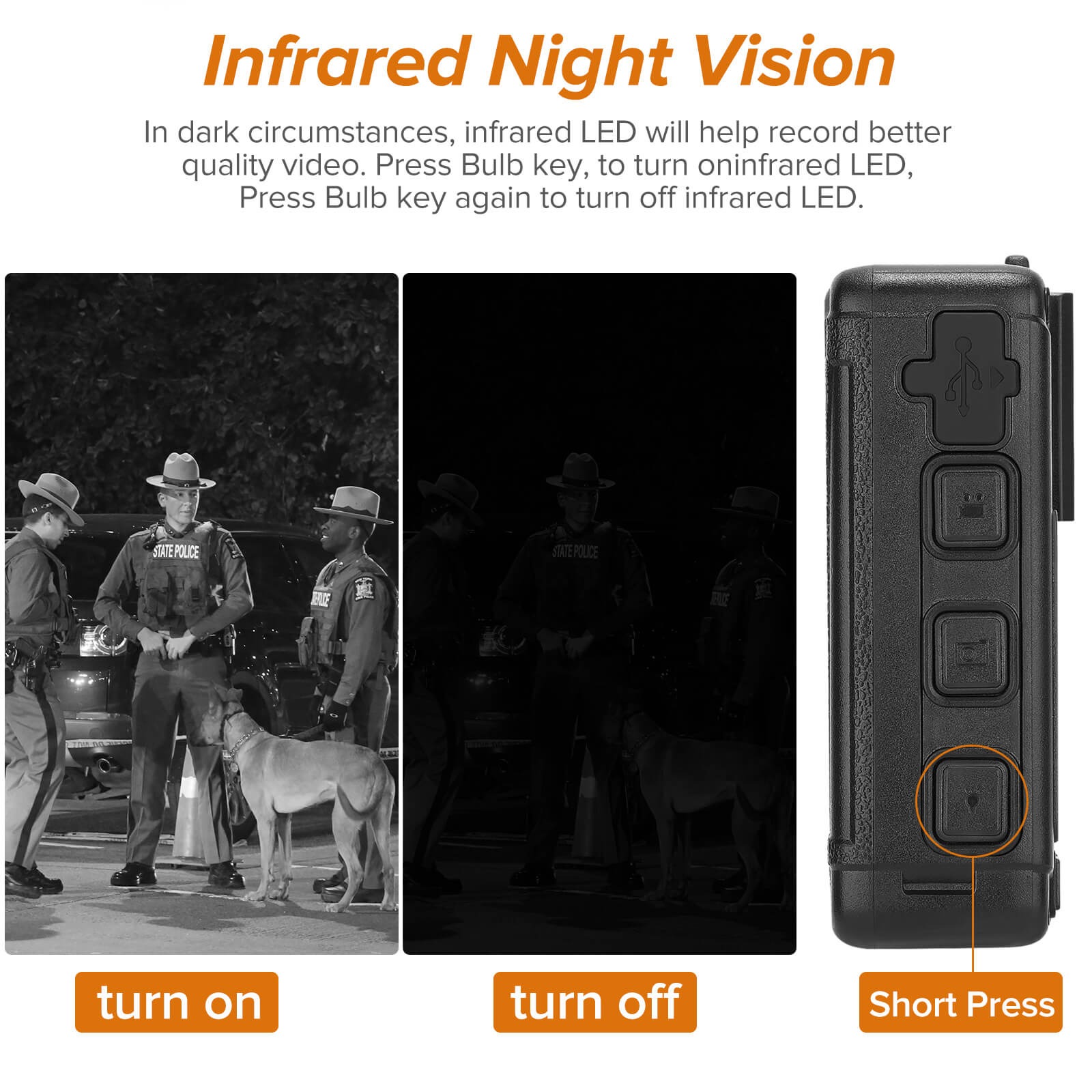 BOBLOV DMT204 Wearable Body Mounted Police Camera IP65 Waterproof Bulit ...