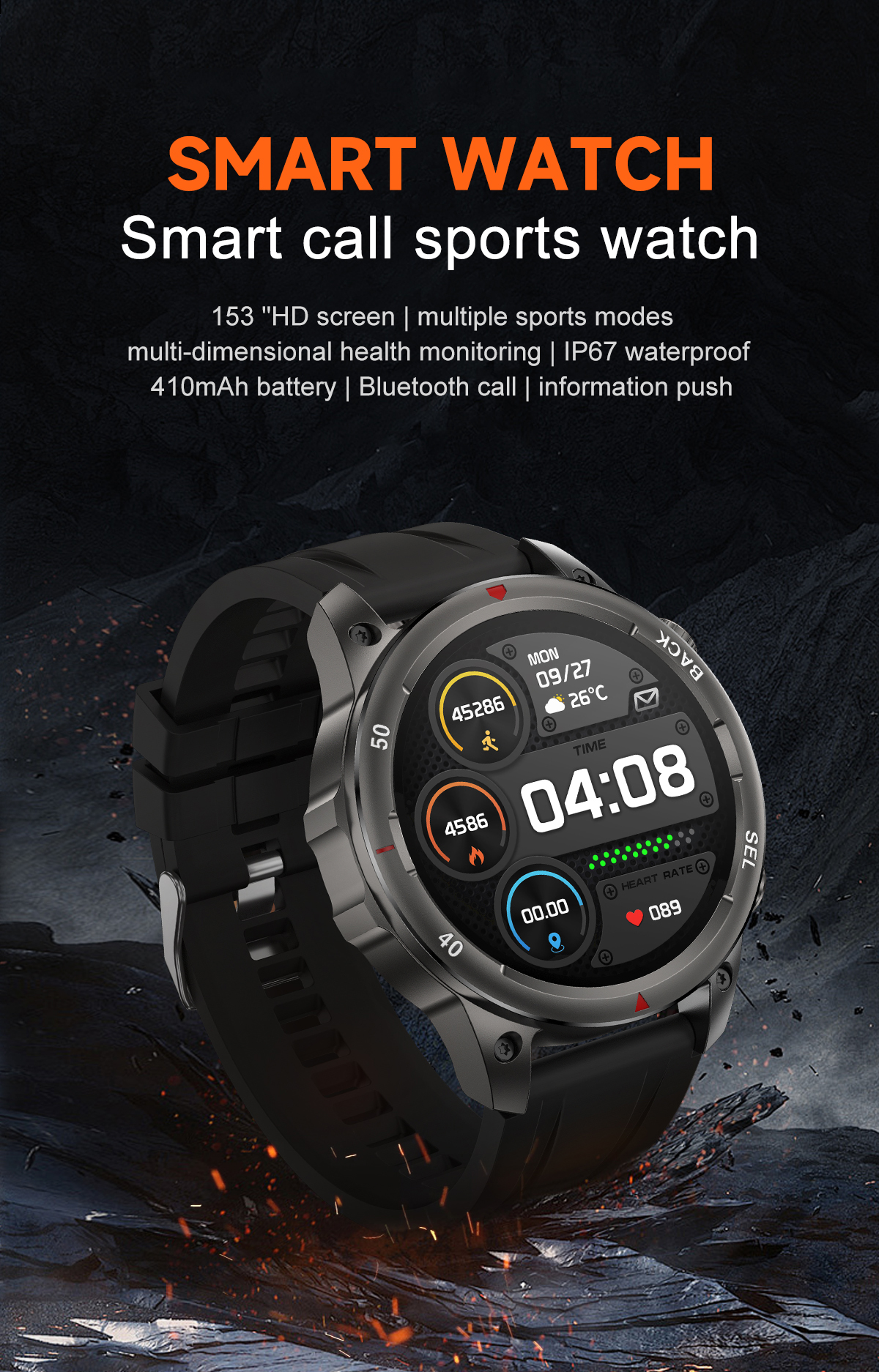 2024 New Outdoor sports Smart Watch Men NFC GPS Tracker 360*360 HD ...