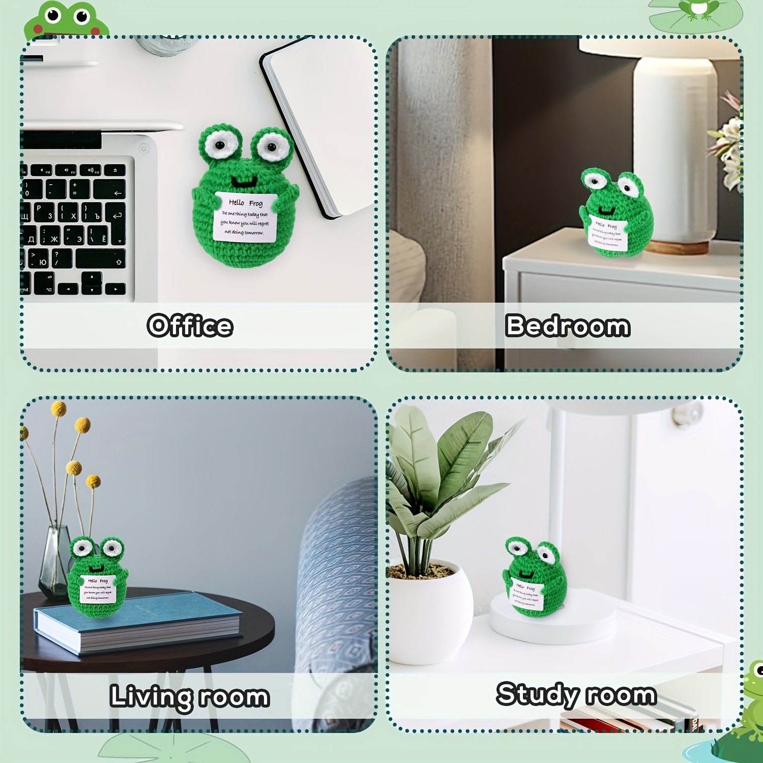 Mini Funny Frogs Shape Positive Doll With Card Encouraging Massage ...