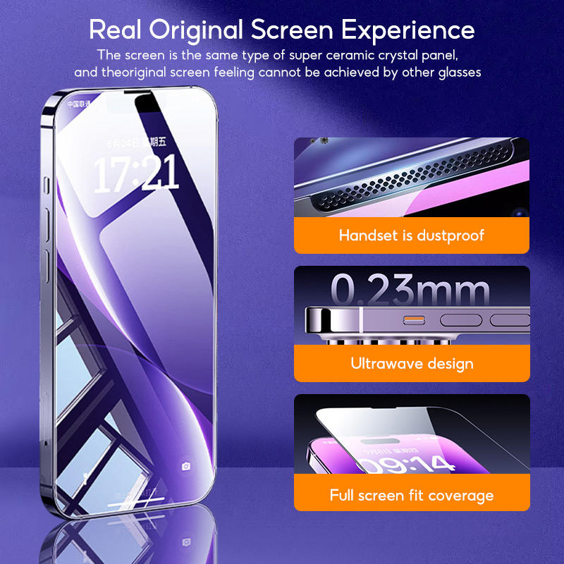 TBTIC For iPhone Screen Protector Tempered Glass 16E 16 15 14 13 12 11 Pro Max Plus XR X Xs HD ...