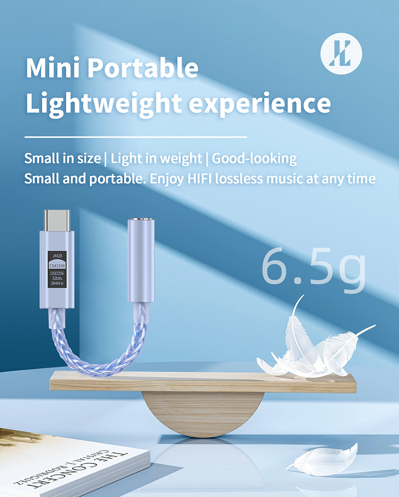 JCALLY JM28 Cirrus Logic CS43198 Chip Portable DAC Decoder Type-C To 3.5 Headphone Amplifier ...