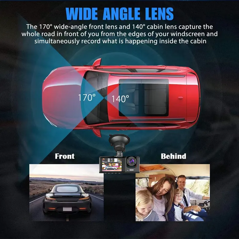 [Buy 1 get 1 ] 24 Hours Record 1080P FHD 3 Camera Dashcam for Car Front ...