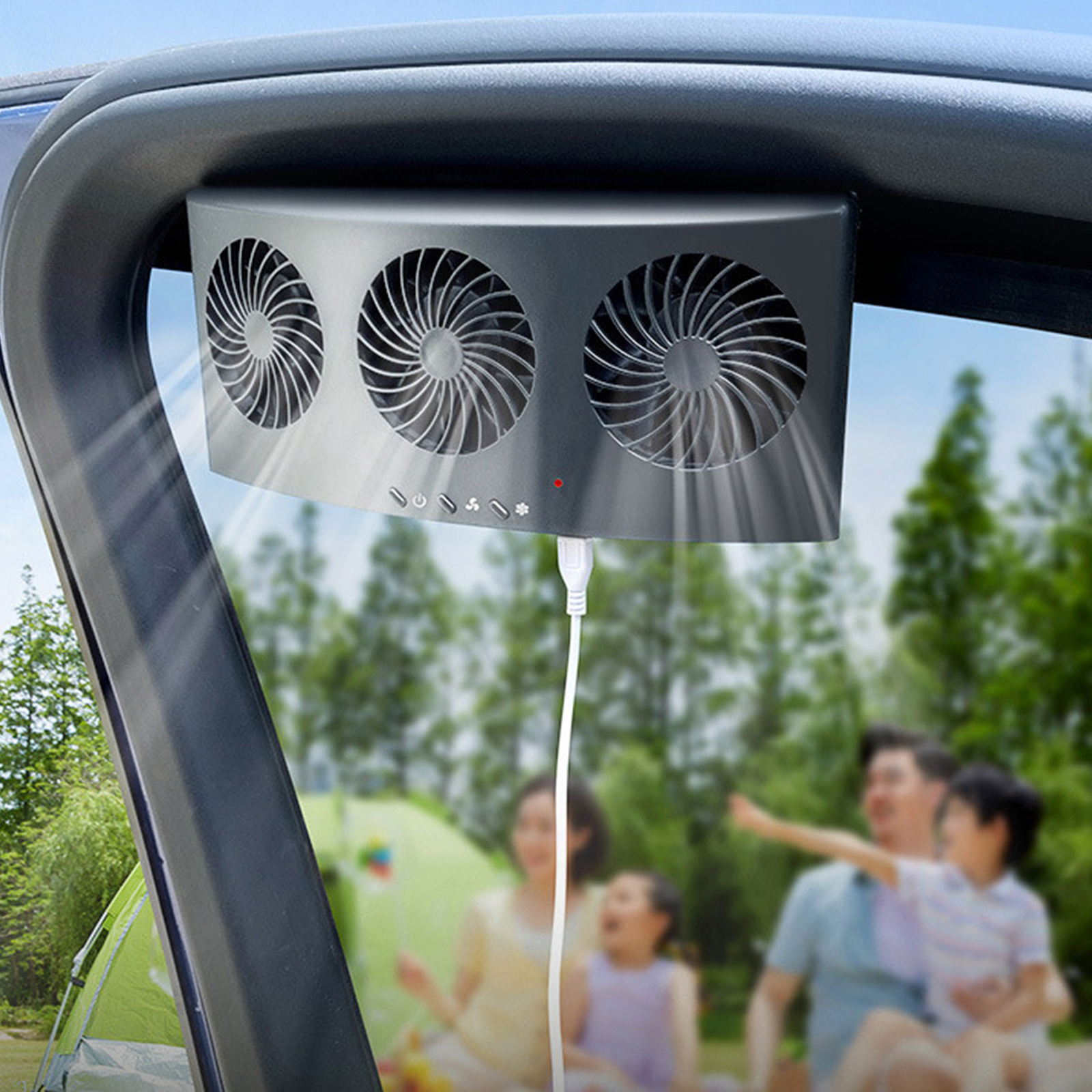 【Quickly cool down and remove odor】USB Mini Portable Car Fan/3 Fans ...