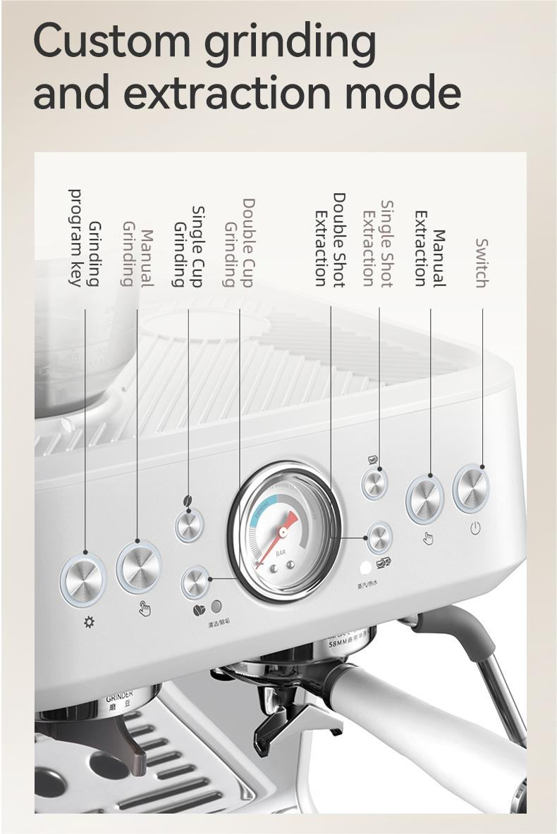 Petrus Espresso Machine with Grinder Barista-Style Cappuccino Maker ...