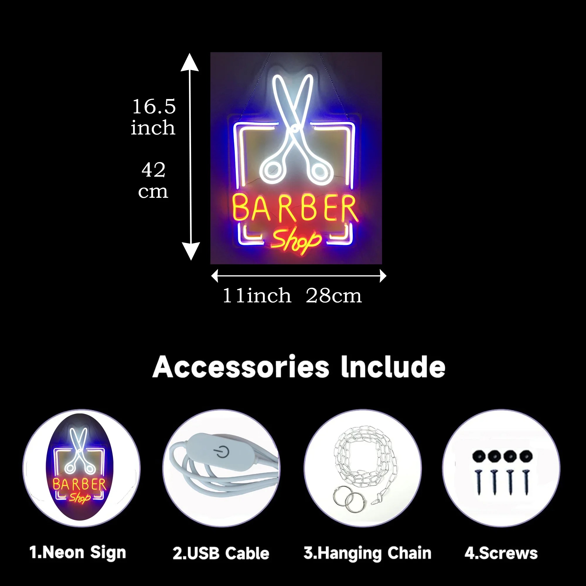LED Hair Salon Neon Sign Led Light Barber Signboard Light for Wall ...
