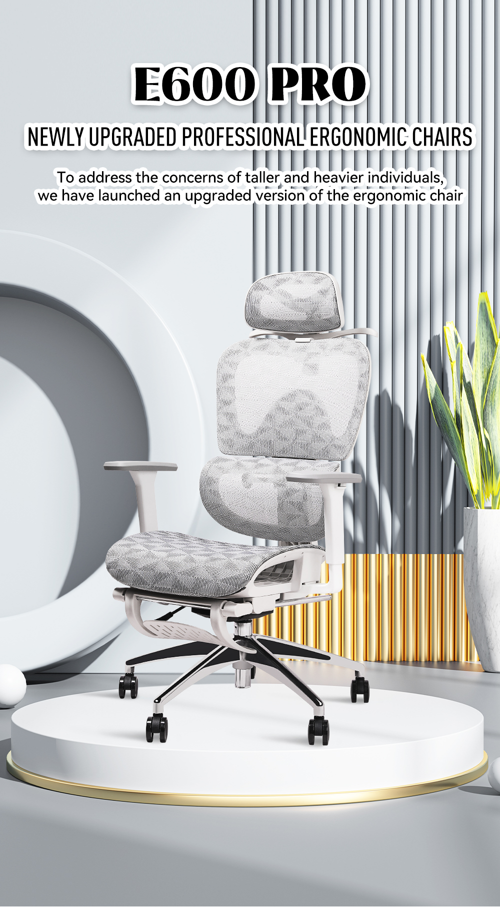 MUSSO E600 PRO Ergonomic Chair 3D Handrail and Adjustable Headrest ...