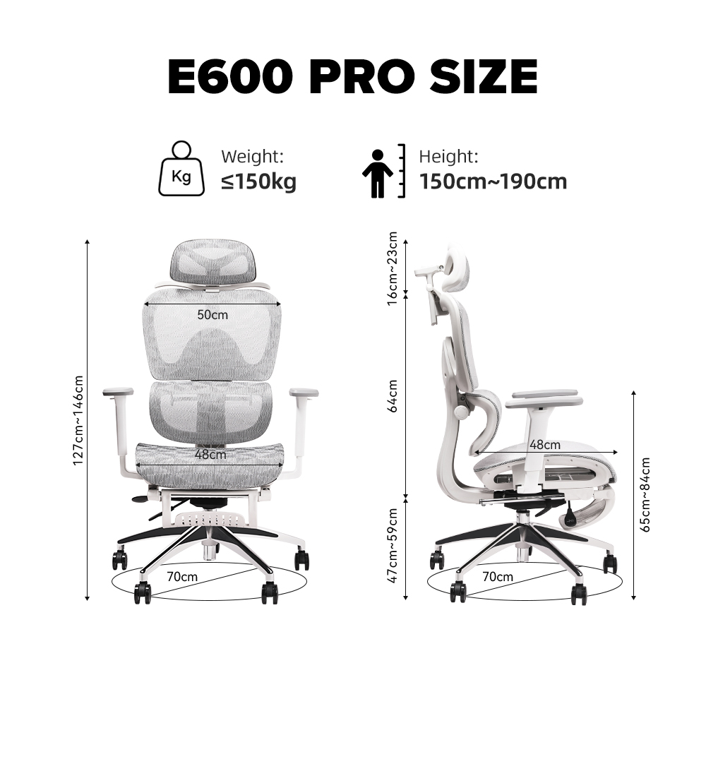 MUSSO E600 PRO Ergonomic Chair 3D Handrail and Adjustable Headrest ...