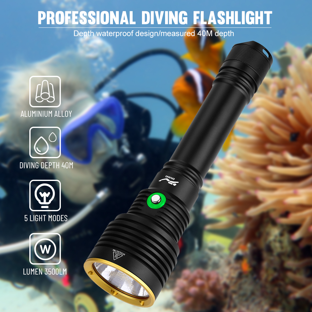 3500LM diving lighting underwater photograph diving flashlight P70 LED ...