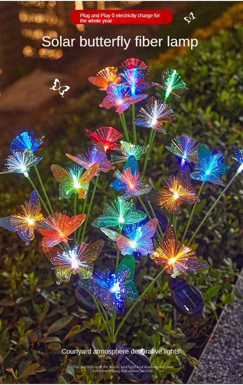 Solar Fiber Optic Garden Light Butterfly Flower Solar Light Outdoor ...