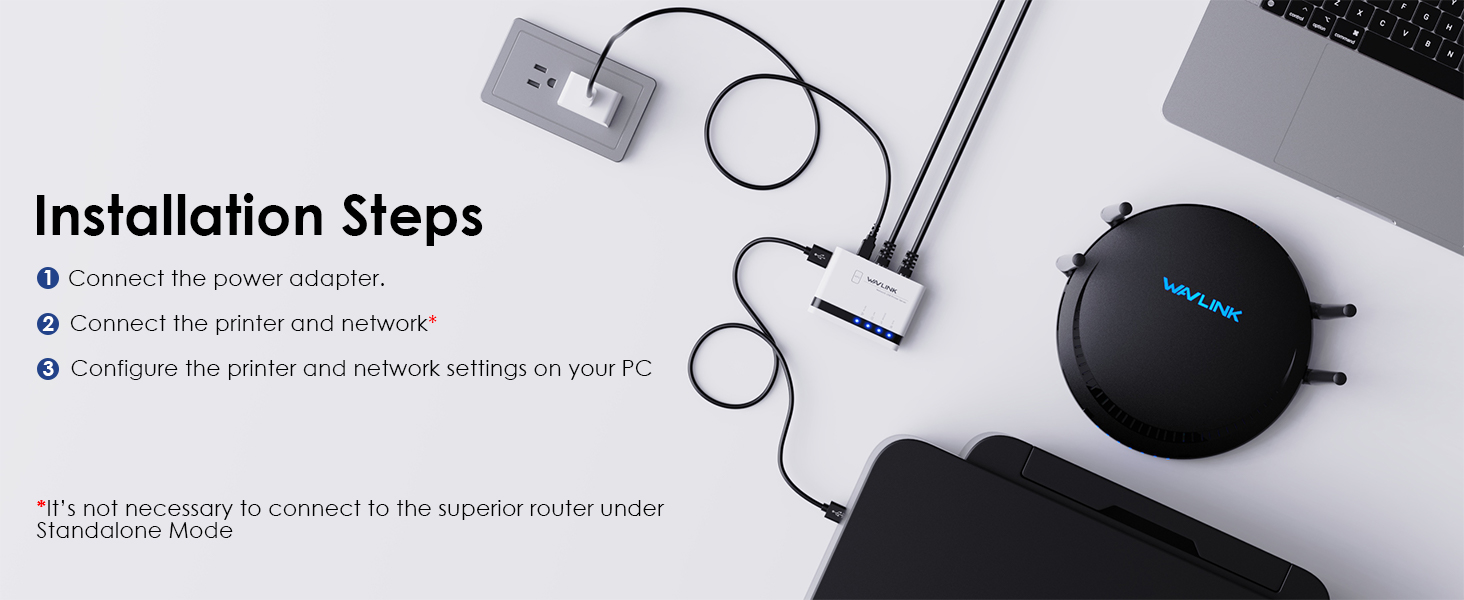 WAVLINK USB Wireless Print Server WiFi Printer Server with 10/100Mbps ...