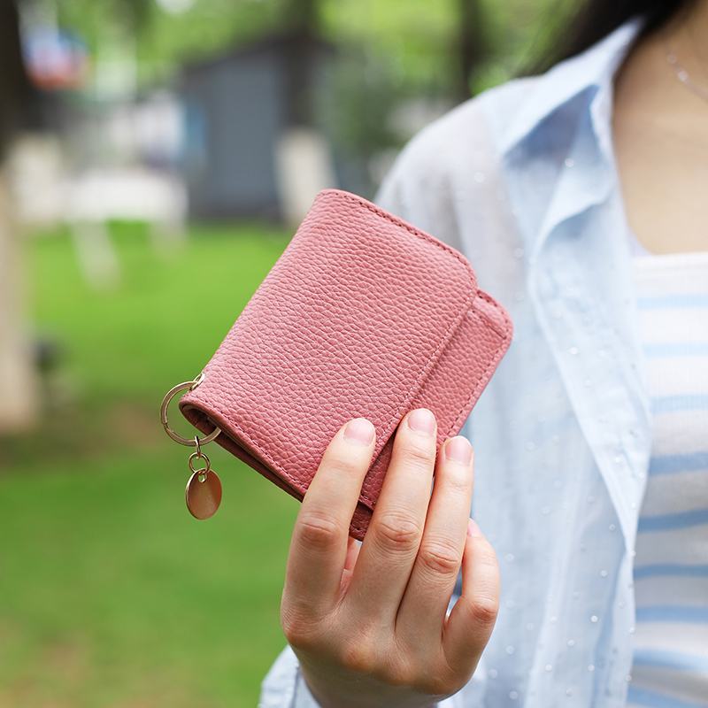Women's solid color short zippered folding wallet | Shopee Malaysia