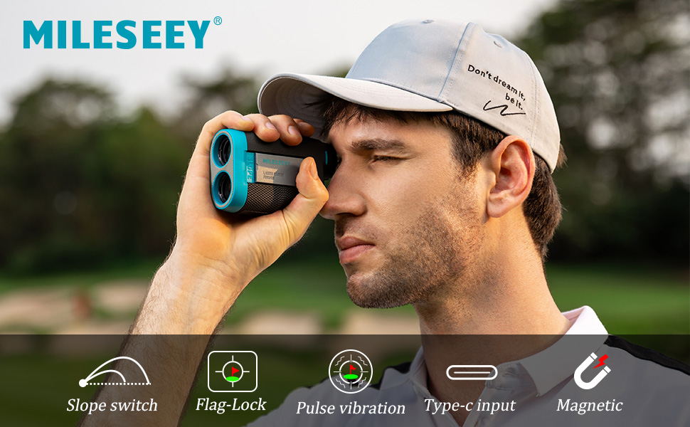 MILESEEY PF260 Rechargeable Golf Rangefinder Magnetic Telescope Slope Adjusted Flagpole Lock ...