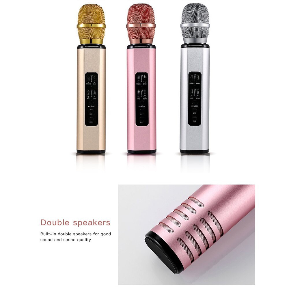 Wireless Microphone Dual Speaker Karaoke Mic With Mikrofon Menyanyi ...